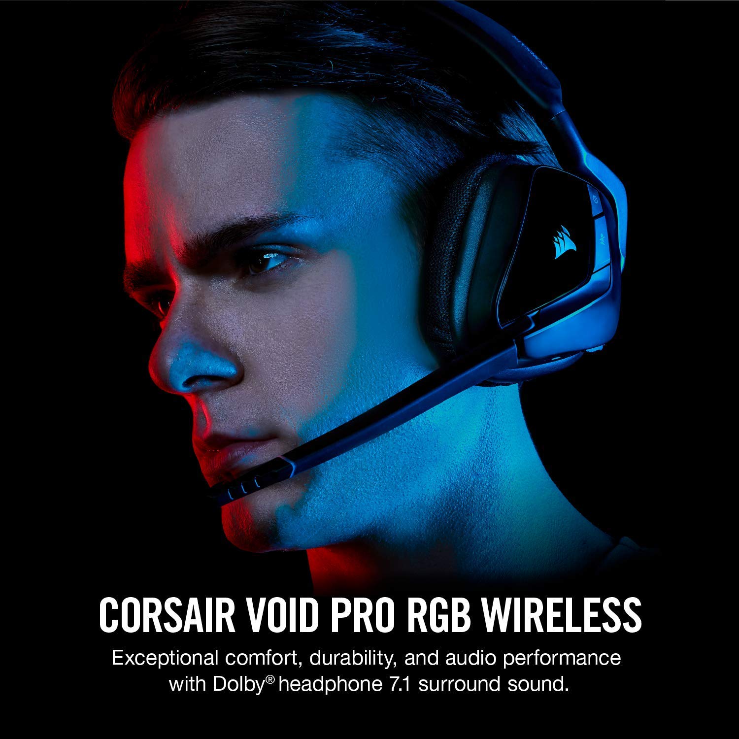 CORSAIR Void PRO RGB Wireless Gaming Headset - Dolby 7.1 Surround Sound Headphones for PC - Discord Certified - 50mm Drivers - White