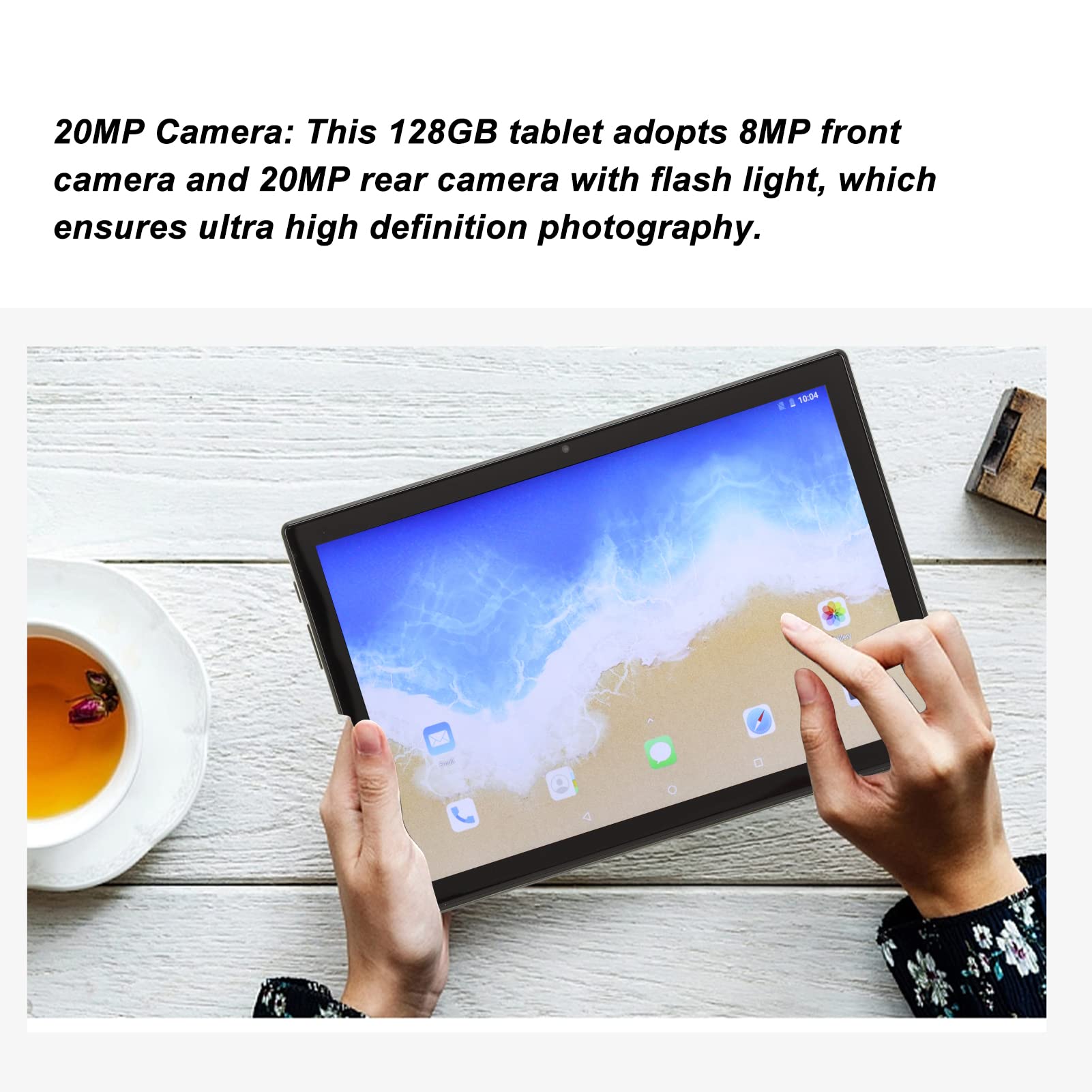 HD Tablet, 10 Inch 1920x1200 IPS Display Screen Green Calling Tablet 6G RAM 128G ROM 2.4G 5G WiFi and BT5.0 Connection PC Tablet for 12 100 to 240V