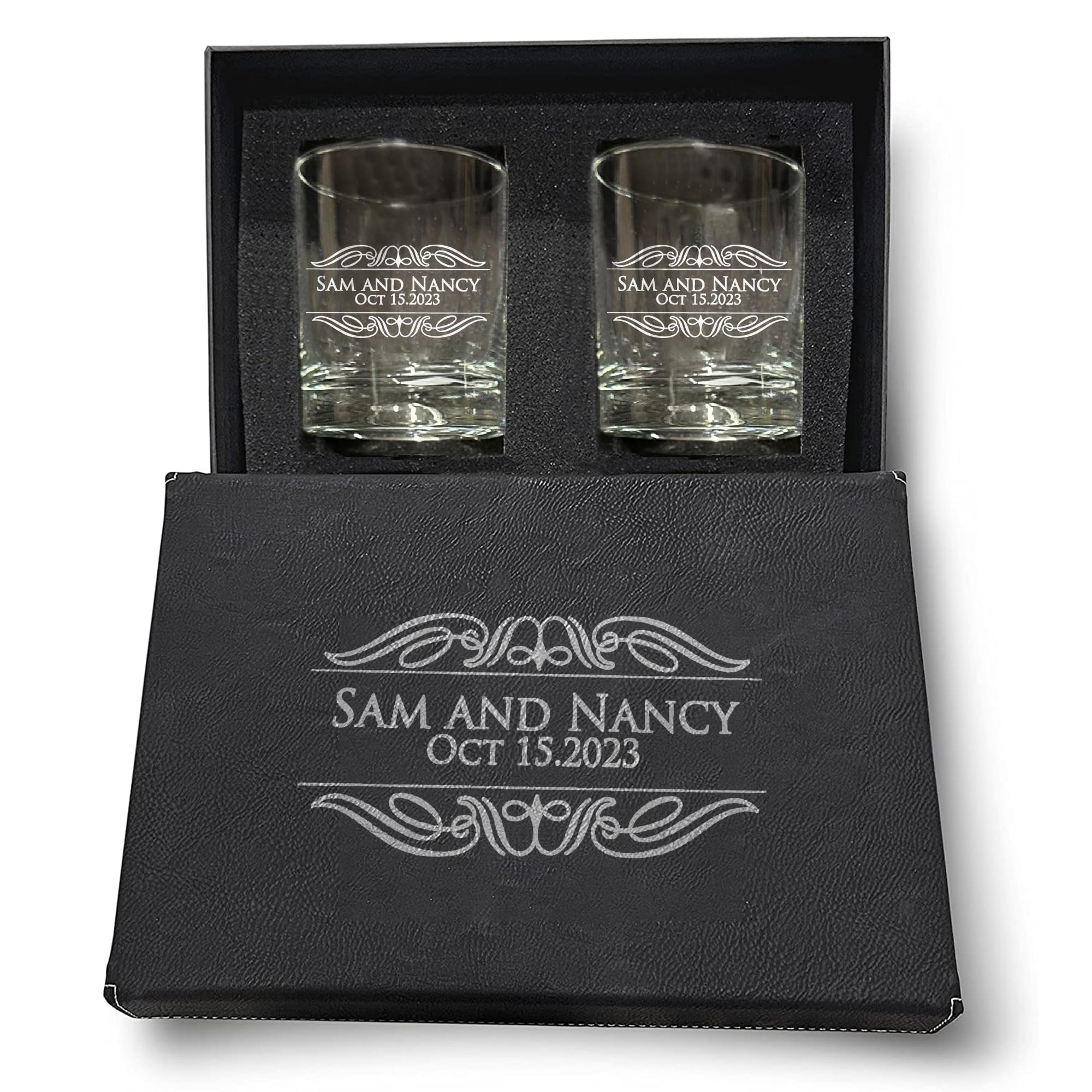 Etched Scotch Glass,Personalized Rocks Glass, Custom Whiskey Glass, Engraved Bourbon Glass, His and her name engraved scotch Glasses, Customized Snifter Glass