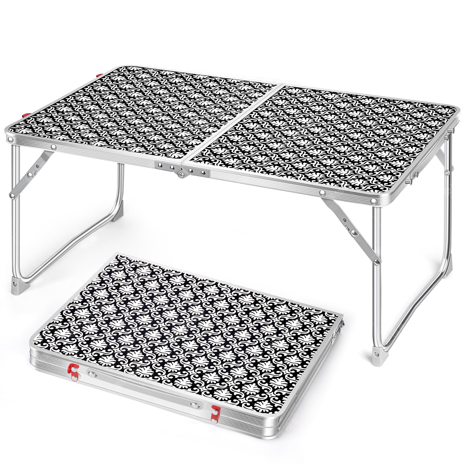 Coobi Small Folding Table,2 Foot x 16.5 inch Fold-in-Half Portable Folding Card Table,Ultralight with Carrying Handle,Black