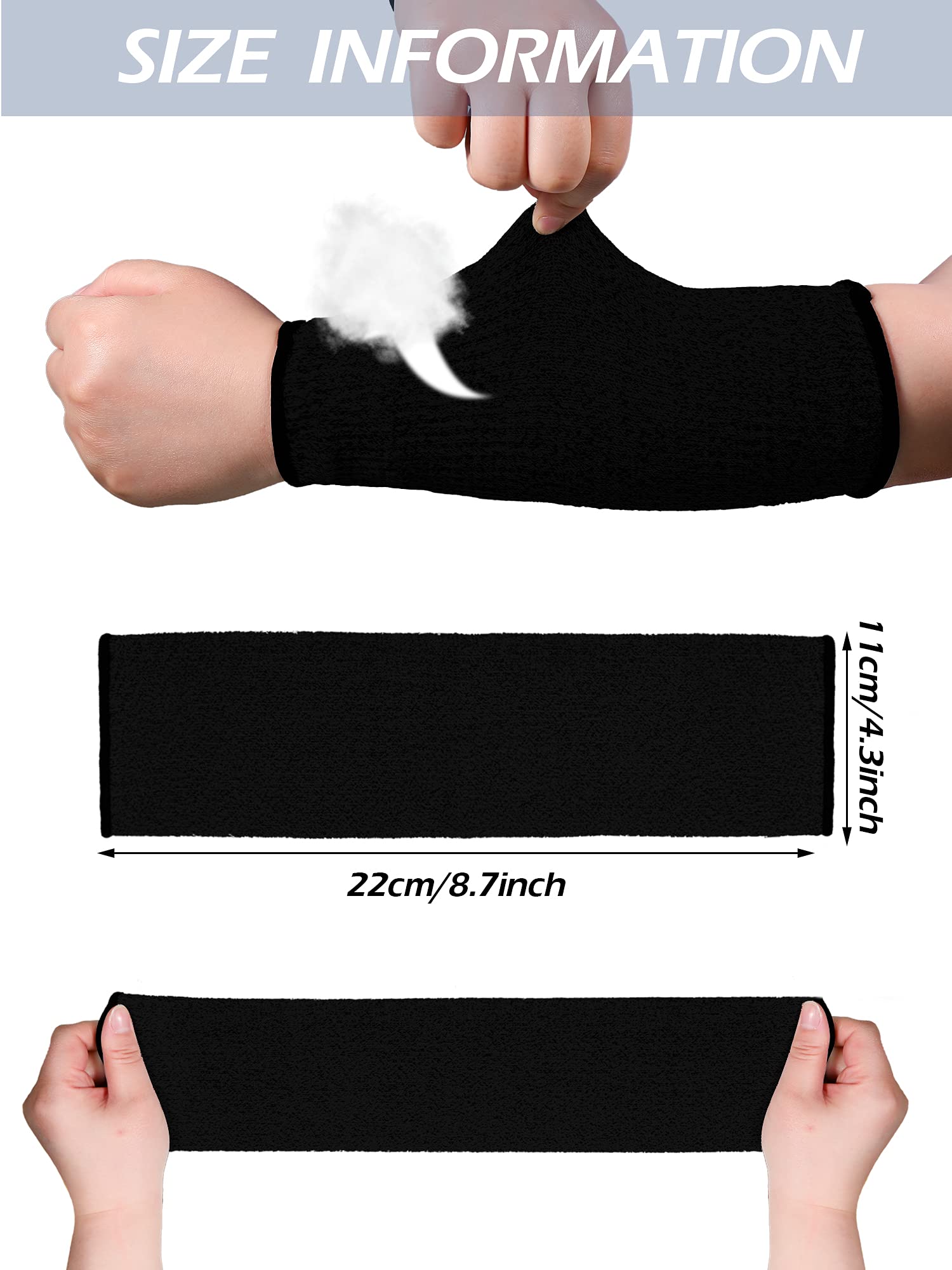 Geyoga 2 Pairs Cut Resistant Sleeves Bite-Proof Arm Protectors Arm Protection Sleeves Guard (Black, 22 cm)