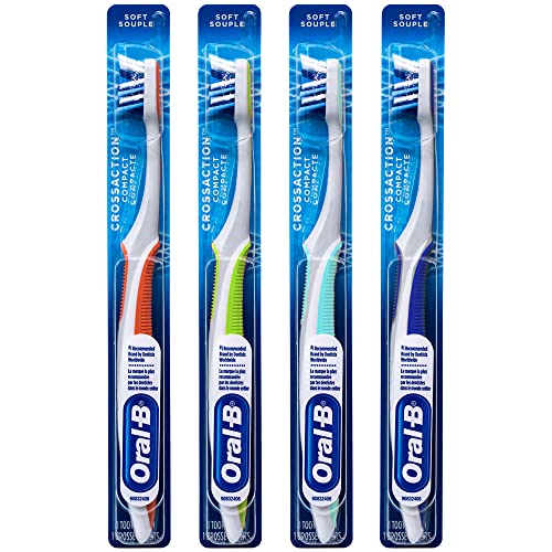 Oral-B CrossAction Compact Toothbrush, 23 Soft (Colors Vary) - Pack of 4
