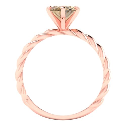 Clara Pucci 2ct Marquise Cut Solitaire Rope Knot Champagne Simulated Diamond 6 Prong Engagement Anniversary Ring 18K Rose Gold 5.75