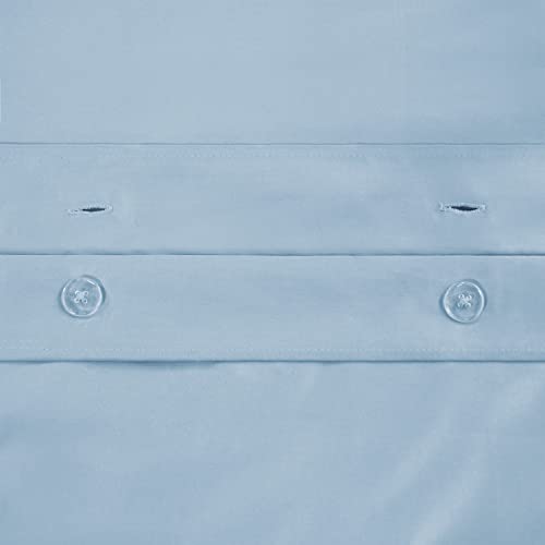 SUPERIOR Egyptian Cotton 1000 Thread Count Duvet Cover Set, Bed Covers, Includes 1 Duvet Cover with Button Closure, 2 Pillow Shams, Oversized Bedding Décor, Full/Queen, Light Blue