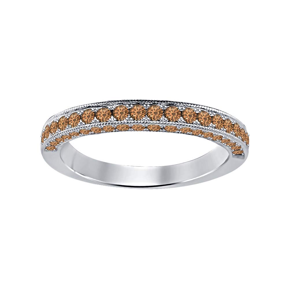 Dabangjewels 14K White Gold Plated Created Red Garnet Half Eternity Wedding Band Ring For Women's