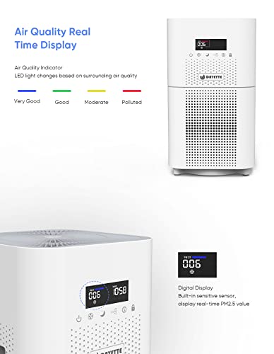 HEPA Air Purifiers for Home Large Room, CADR 400+ m³/h 1720sqft, with Extra H13 True HEPA Air Filter for Toxin VOCs