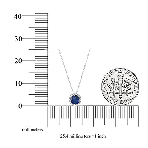 Dazzlingrock Collection 14K 5 MM Round Blue Sapphire & Diamond Women Halo Pendant with 18 inch Silver Chain in White Gold