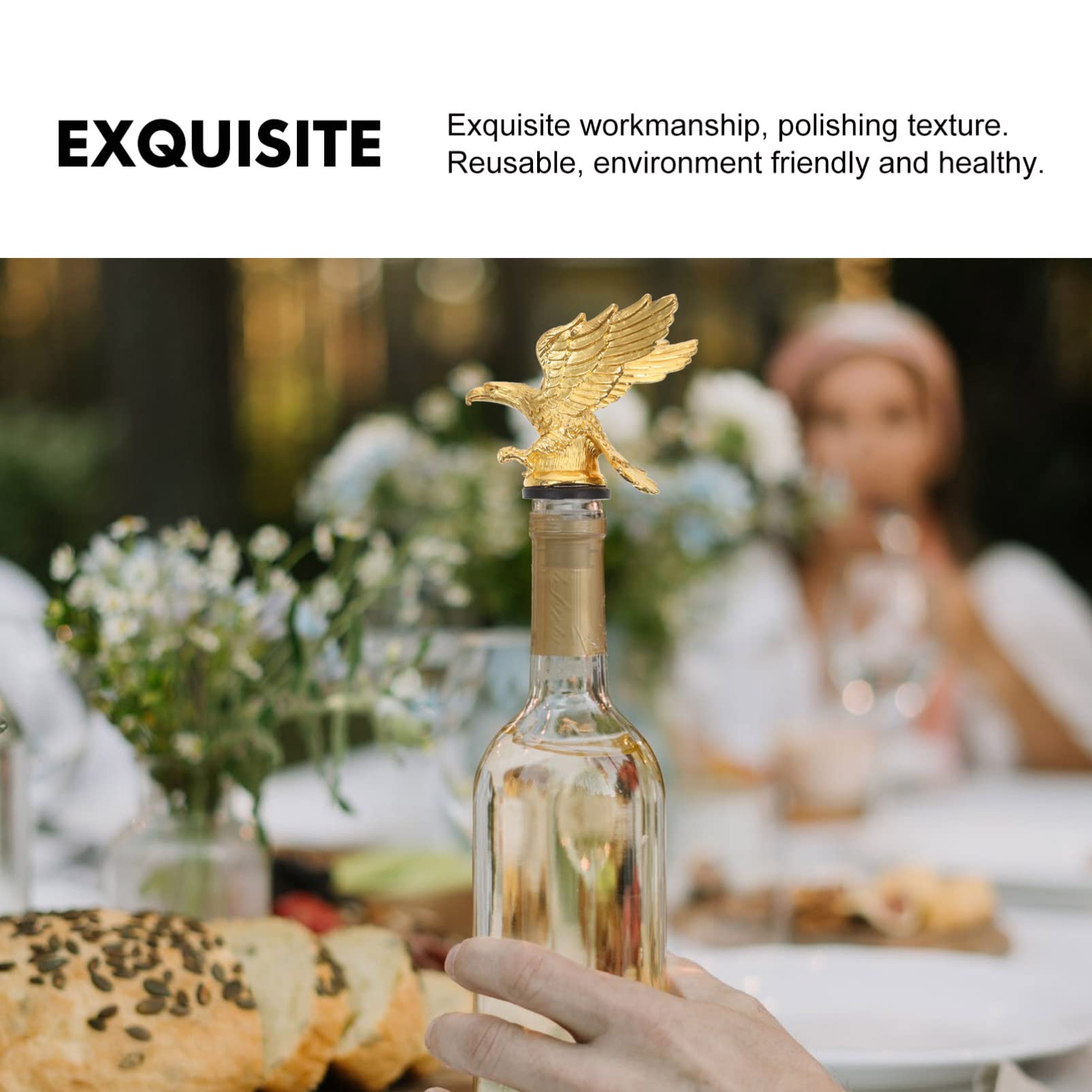 HEMOTON Wine Pourer Wine Aerator Eagle Head Animal Wine Pourer Bottle Decanter Spout Decorative Wine Bottle Stopper Home Bar Accessories (Golden)