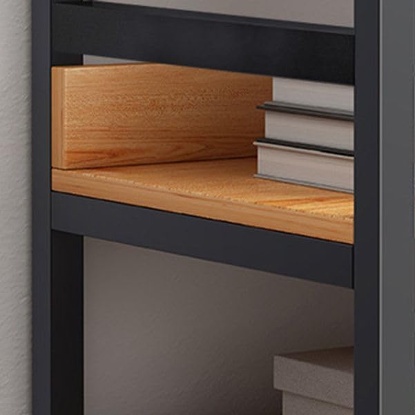 KWOKING Open Wooden Bookcase Modern Minimalist Home Office Bookshelf Multi-Layer TV Cabinet Side Shelf 80cm Long Steel-Wood Combination Storage Rack Simple Bookshelf Black 31.5" L x 11.8" W x 31.9" H