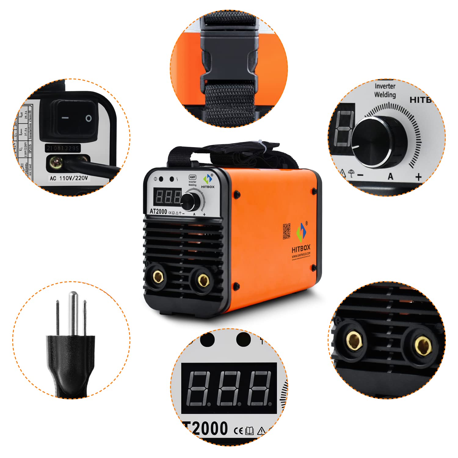 HITBOX AT2000 Stick Welder 140A Welding Machine Stick Welders 110V/220V Welder Machine 2 IN 1 Arc/Lift Tig Welding Machine Welder With Hot Start Arc Force And Anti-Stick Mini Welder with LCD Screen