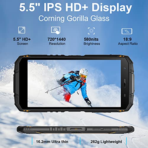 Rugged Smartphone 2023,DOOGEE S41, 4G Dual Sim Rugged Phones Android 12, 6300mAh Battery, 5.5" HD Screen Rugged Cell Phones, 6GB+16GB SD 1TB, IP68 Waterproof Outdoor Military Grade Android Phone, GPS