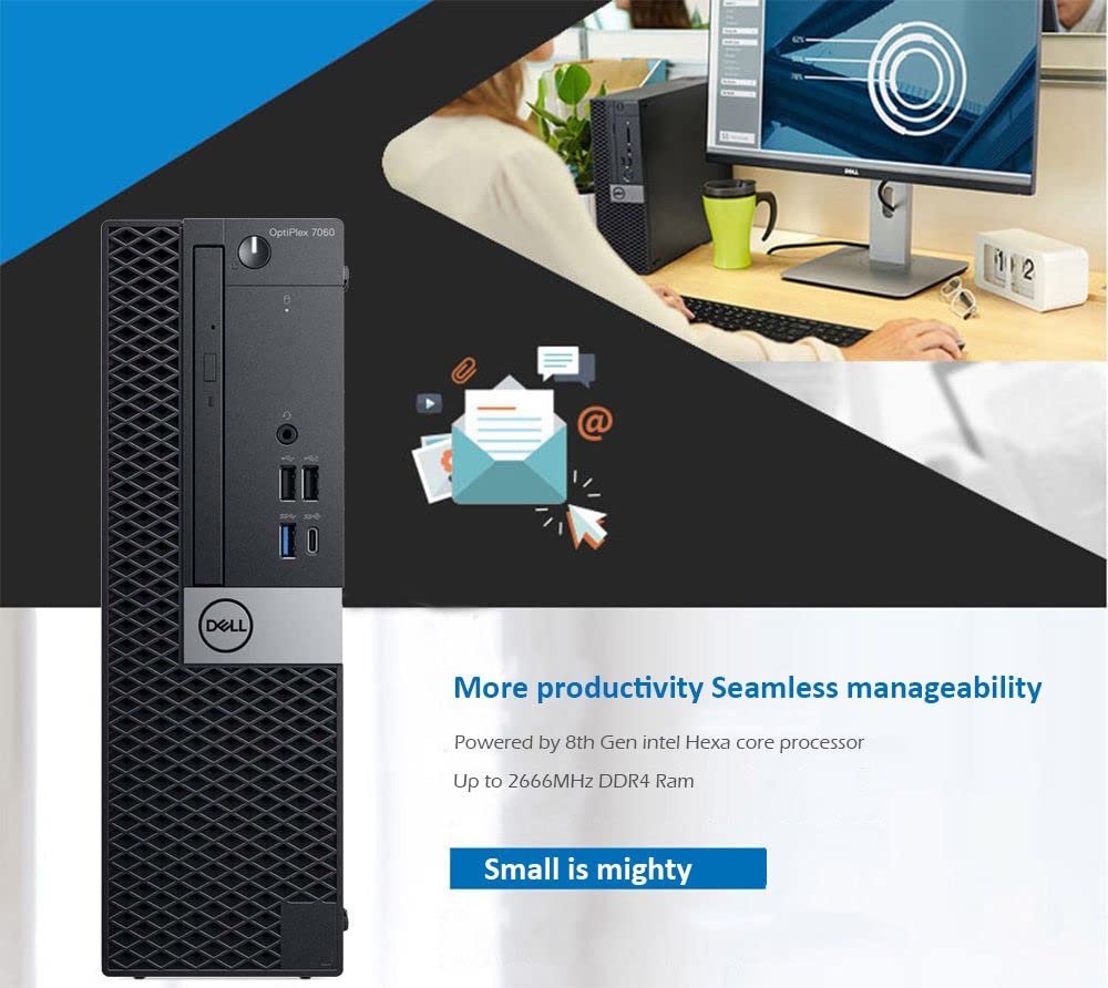 Dell Optiplex 7060 SFF Desktop Computer PC | Intel 10th Gen i5-10500 | 64GB DDR4 Ram 4TB NVMe M.2 SSD | Built-in WiFi 6E & Bluetooth 5.2 | Windows 11 Pro | Wireless Keyboard&Mouse(Renewed)