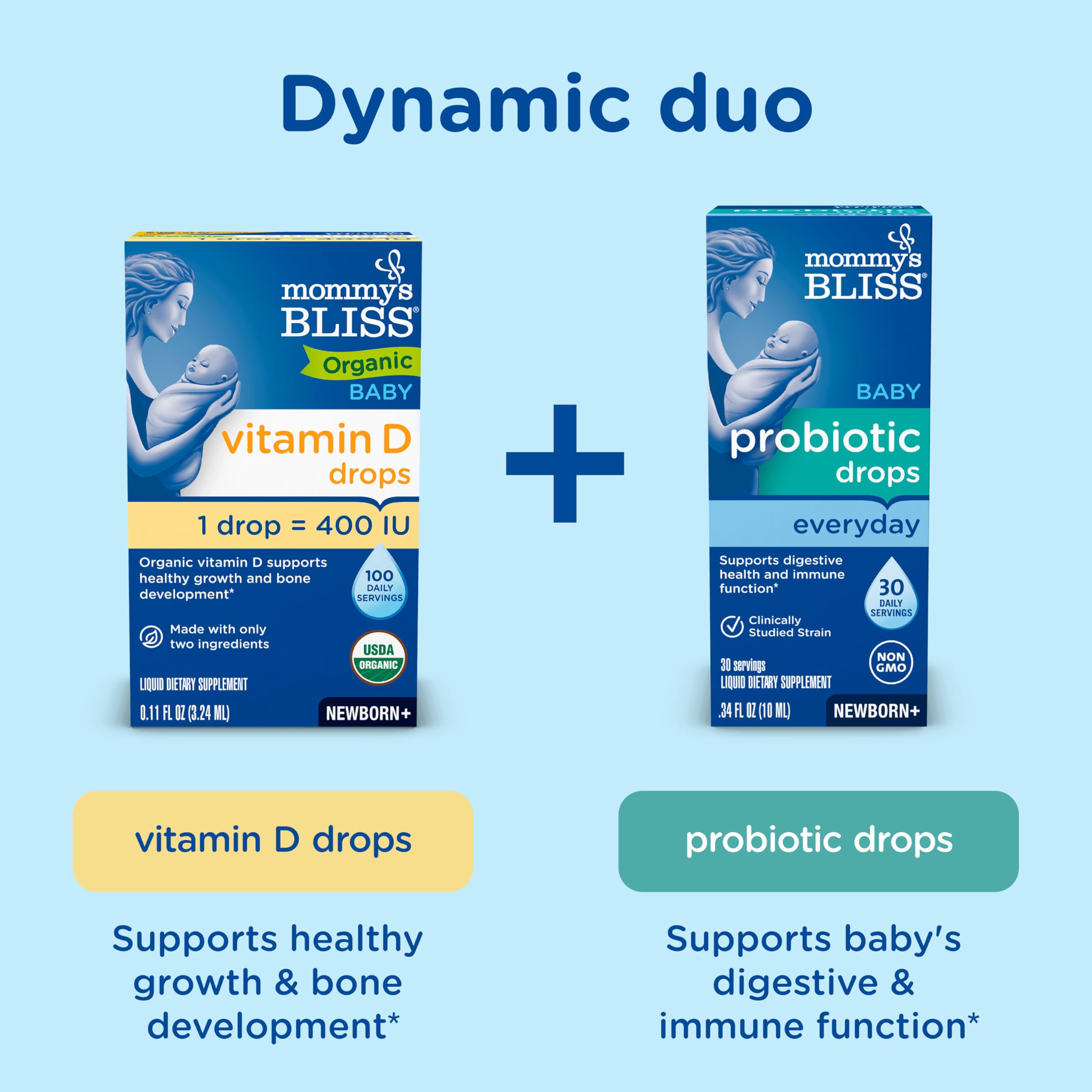 Mommy's Bliss Organic Baby Vitamin D Drops, Promotes Healthy Growth and Bone Development, Supports Immunity, Age Newborn+, 45 Servings, Pack of 4
