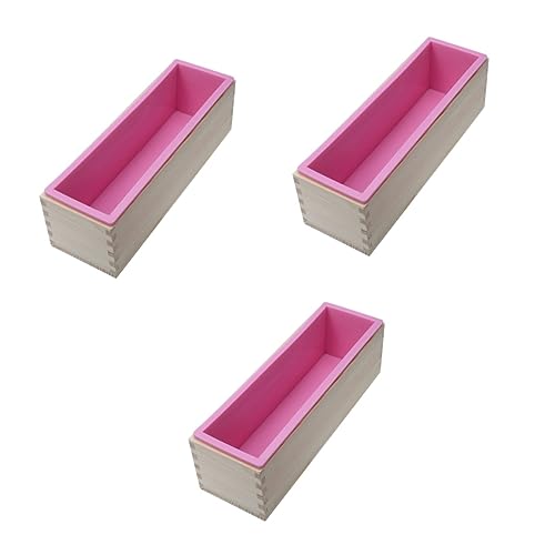 COHEALI 3 Sets Candle Molds Silicone Candle Mold Soap Making Molds Silicone Soap Molds Kit Craft Soap Organic Soap Making Box Crafting Box Suite Soap Box Detachable Wooden Mold Wooden Pink