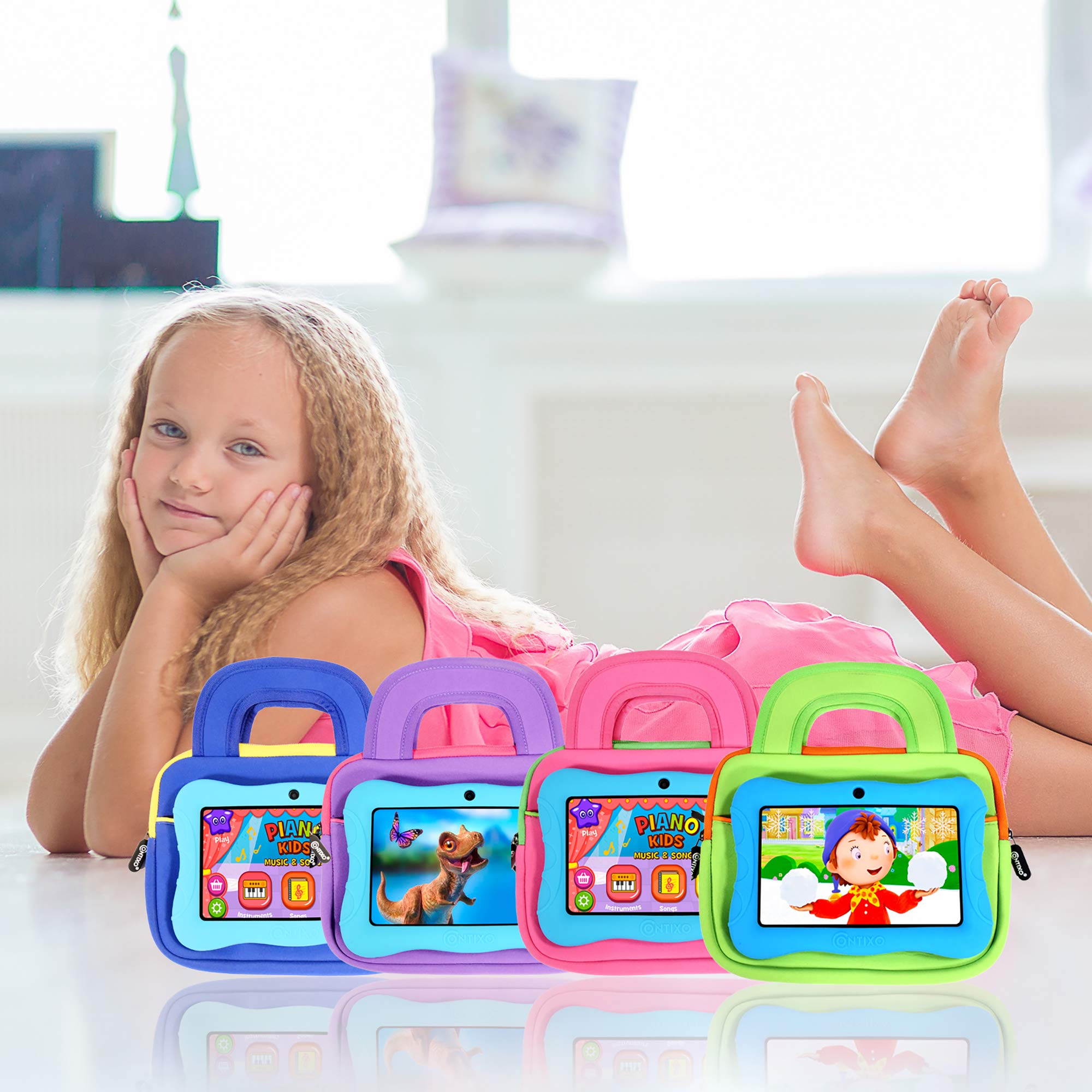 Contixo 7" Tablet Sleeve Bag Good for Contixo V8/V9 Kids Tablet, Dragon Touch Y88X Pro/Y88X/M7 Kids Tablet, iPad Mini 4 3 2 1, Galaxy Tab A 8.0, Amazon Fire 7’’ and 8’’with Accessory Pocket (Pink)