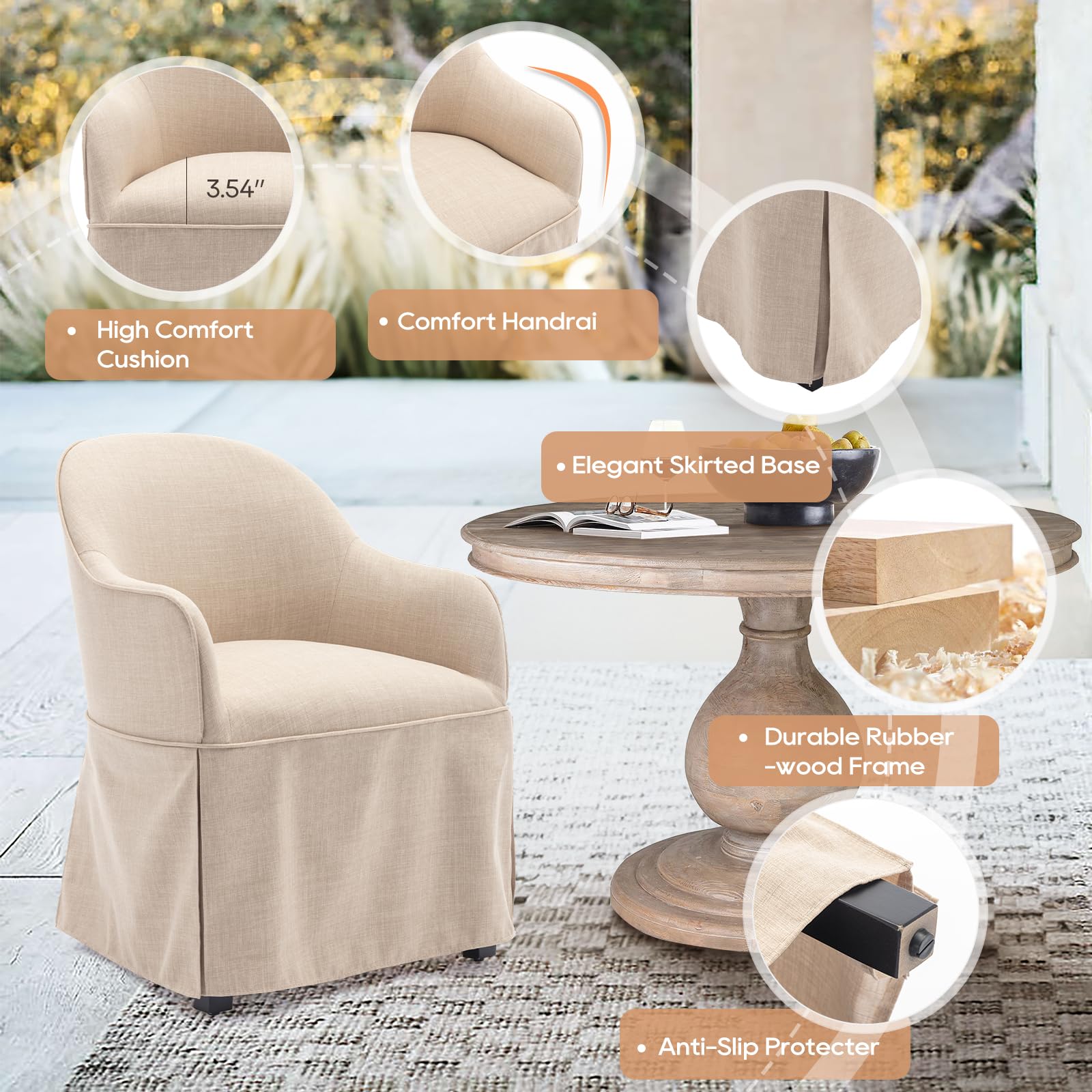 COLAMY T115-Brown Parson Dining Chairs, Set of 6, Brown