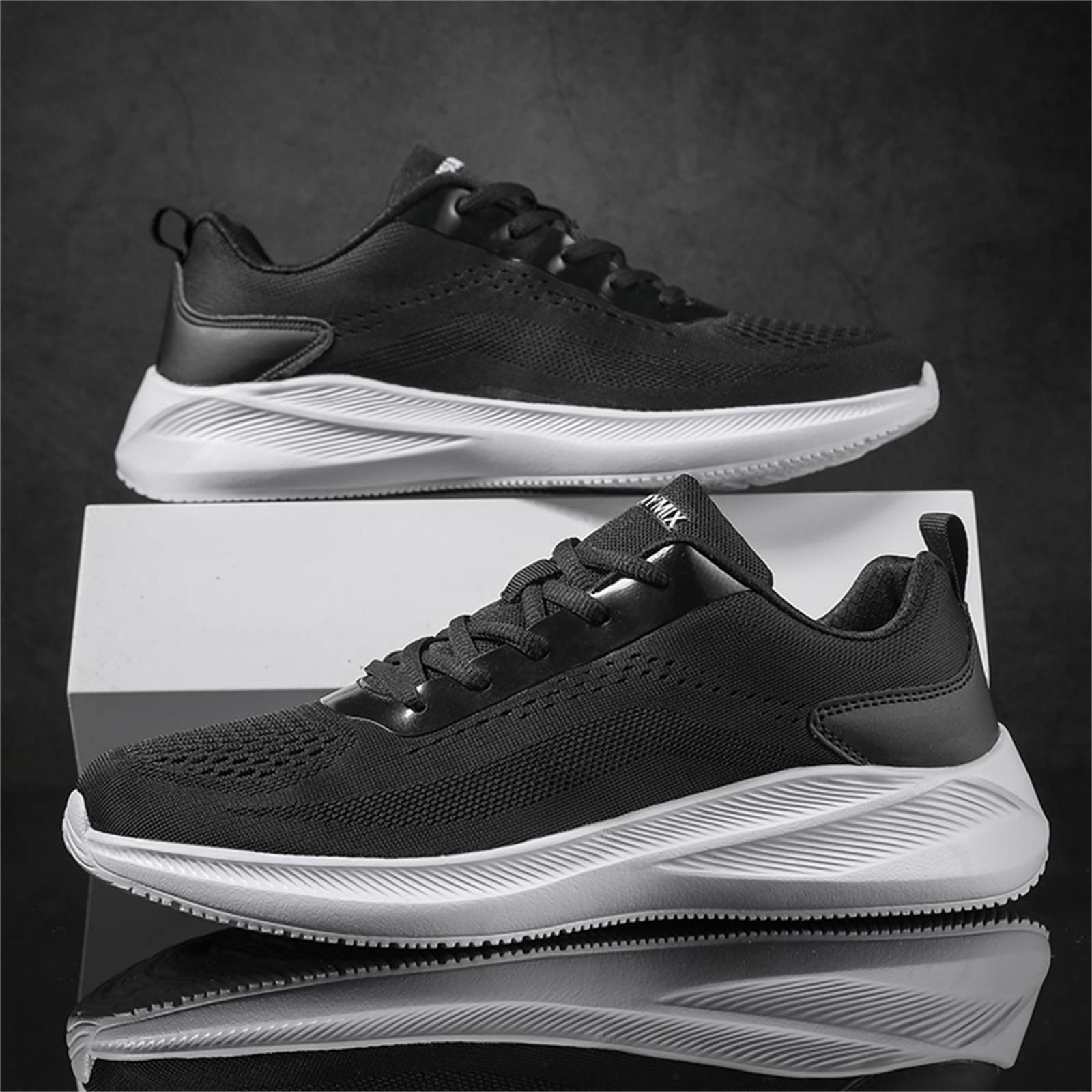 FASDNENDYS Men Solid Color Mesh Lace Up Casual Shoes Comfortable Breathable Soft Sole Sneaker Men Casual Grey