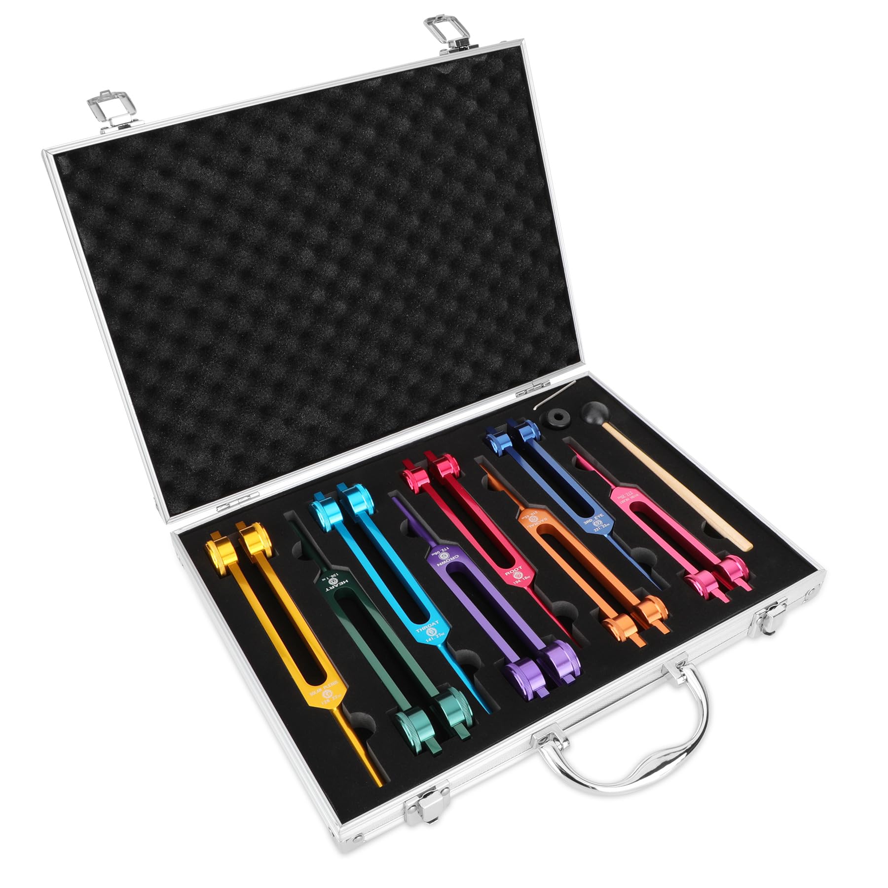Chakra Tuning Fork Set, Tuning Forks for Healing Chakra Set, 7 Chakra+1 Soul Purpose Weighted Tuning Forks Set Includes Exquisite Aluminium Gift Box,for Meditation, Yoga..