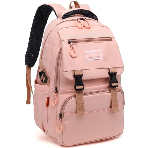 Leaper Water-resistant Laptop Backpacks Lightweight Bag for Women Book bag Casual Daypack Pink