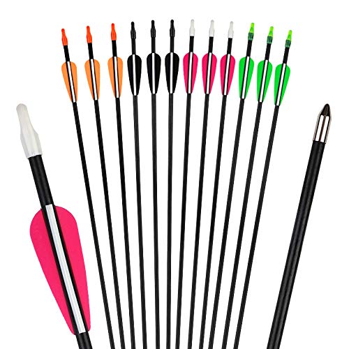 CQ 28inch Target Archery Arrows Practice Fiberglass Arrows for Recurve Bow Training Arrows for Kids Youth and Teens