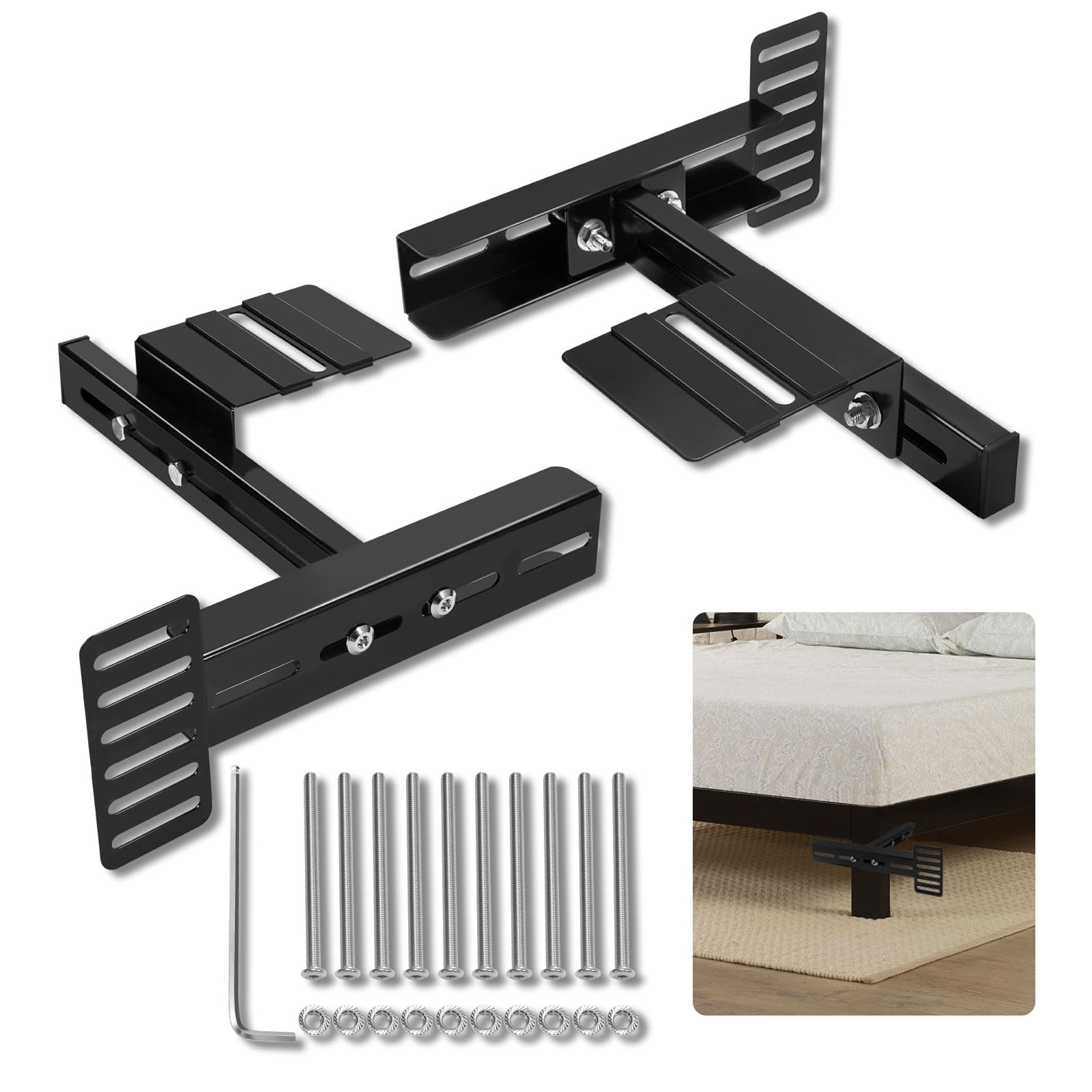 Headboard Brackets Kit for Adjustable Bed Base, Headboard Wall Mounting Brackets, Footboard Attachment for Bed Metal Frame, Headboard Extension Adapter Kit for Twin Full Queen King Size Bed