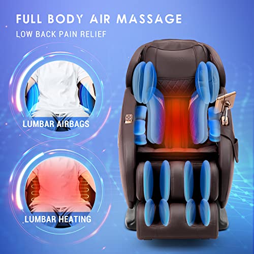 MYNTA 2023 3D Massage Chair Full Body - Zero Gravity Massage Chair Recliner with SL Track, AI Voice Control, LCD Screen, Quick Access Buttons, USB Charger, Auto Body Scan, Bluetooth, Brown