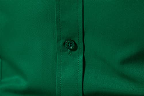 DELCARINO Men's Muscle Fit Dress Shirts Long Sleeve Casual Slim fit Button Down Shirt Green Medium