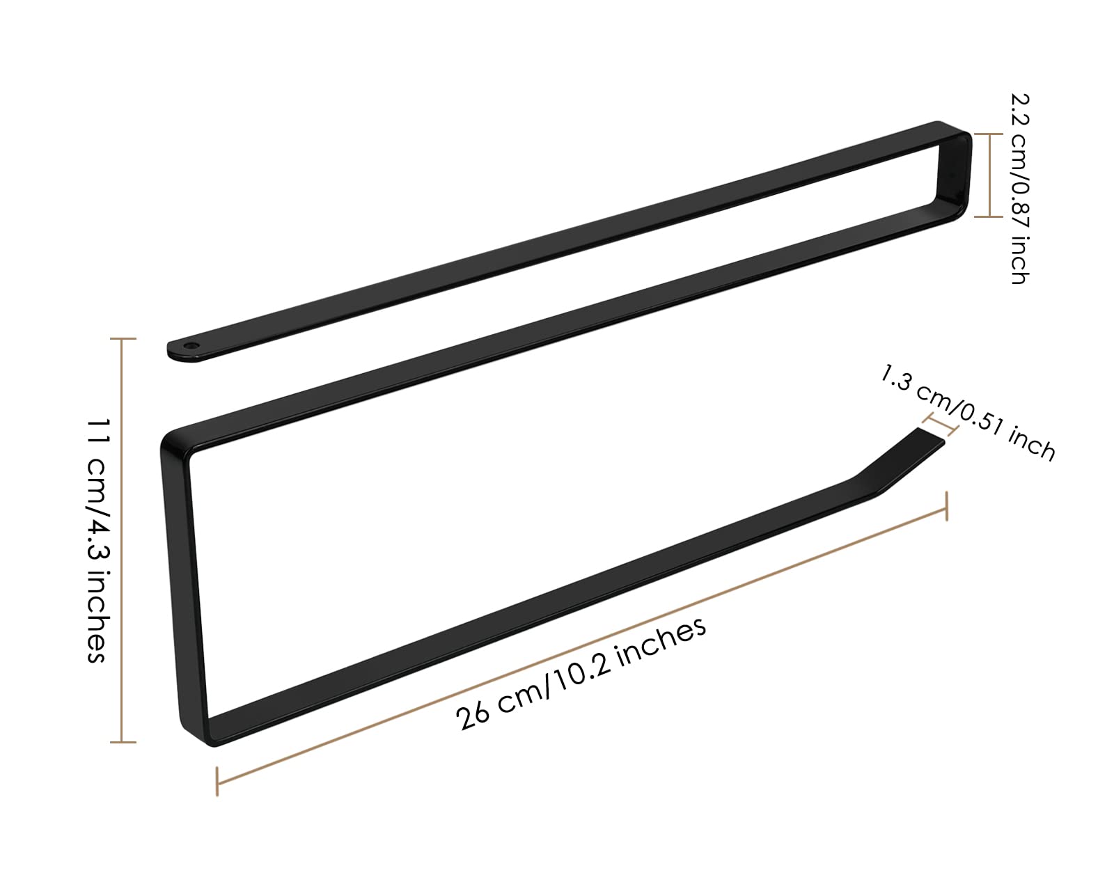 DS. DISTINCTIVE STYLE Paper Towel Holder Under Cabinet Door No Drilling Durable Paper Rolls Rack for Kitchen, Bathroom and RV Storage (Black)