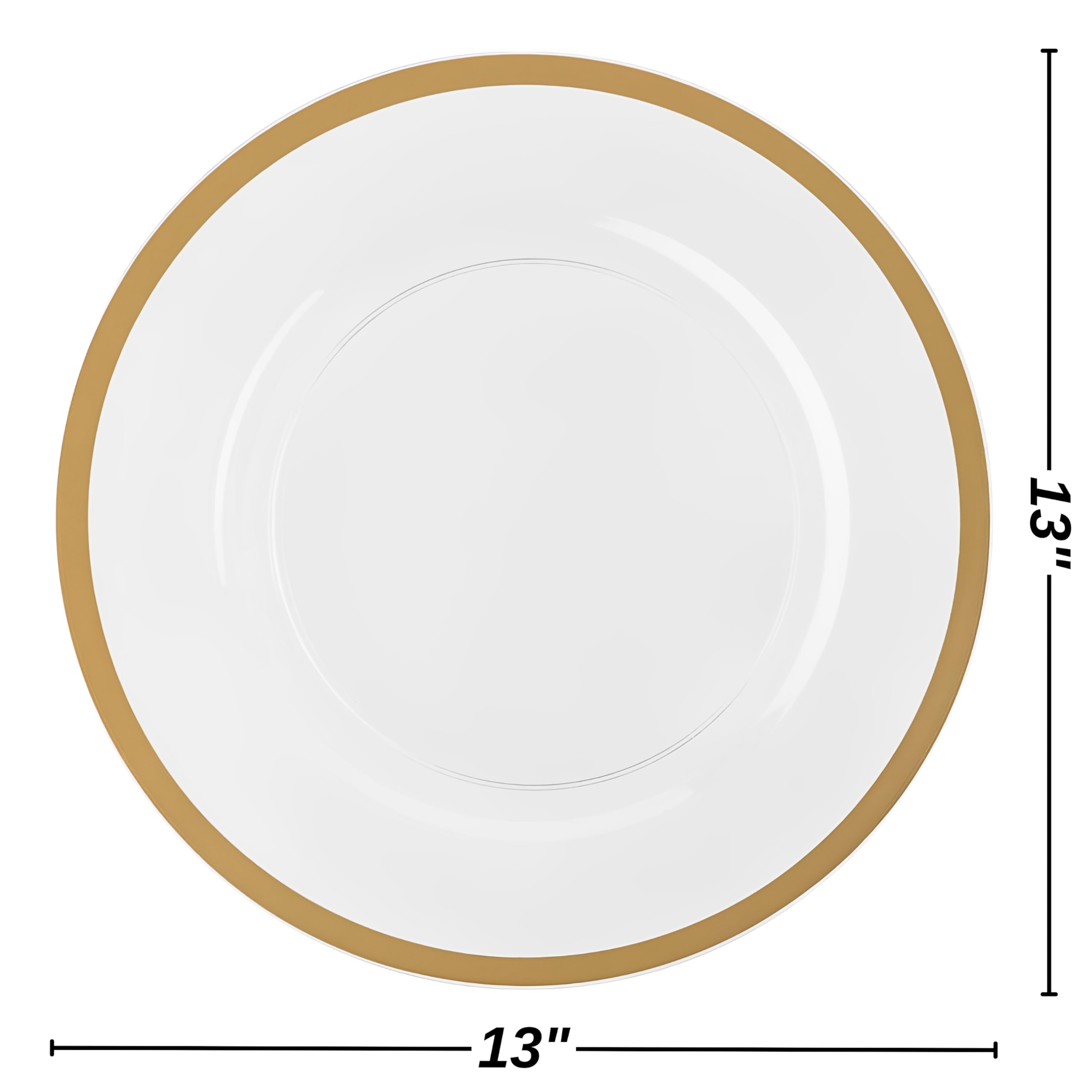 Elegant Gold Rimmed Plastic Charger Plates - 13" (Pack of 4) - Elegant & Durable for Entertaining, Dining, and Decor