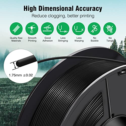 SUNLU ASA Filament 1.75mm, UV/Rain/Heat Resistant Tough 3D Printer Filament, Great for Printing Outdoor Functional Mechanical Parts, 1kg Spool (2.2lbs), 395 Meters, Black
