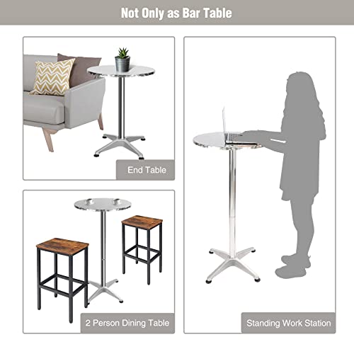 REDCAMP 24 inch Round Top Aluminum Bar Table with Flip-Up Top, Cocktail Table Bistro Pub Table for Parties Restaurant, 45" and 29.5" Two Height Adjustable