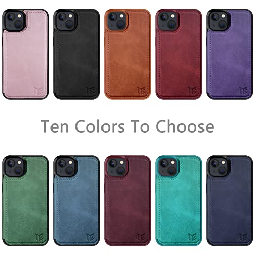 SUANPOT【RFID Blocking for iPhone 13 Wallet case 6.1 5G with Credit Card Holder,Flip Book PU Leather Phone case Shockproof Cover Cellphone Women Men for Apple 13 case Wallet Purple