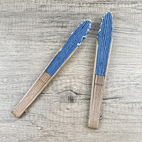 ERTUO Folding Fan Hand Fan lace Fan Retro Embroidery Folding Fan Blue