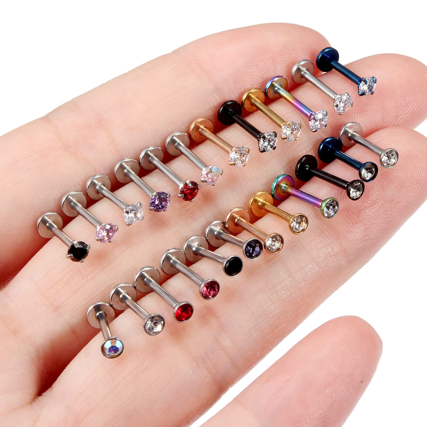 Cisyozi 16G Lip Labret Medusa Ashley Monroe Rings Studs for Women Snake Bite lip Ring 16 Gauge Stainless Surgical Steel Flat Back Tragus Cartilage Helix Conch Earrings Stud Piercing Jewelry Men 10mm