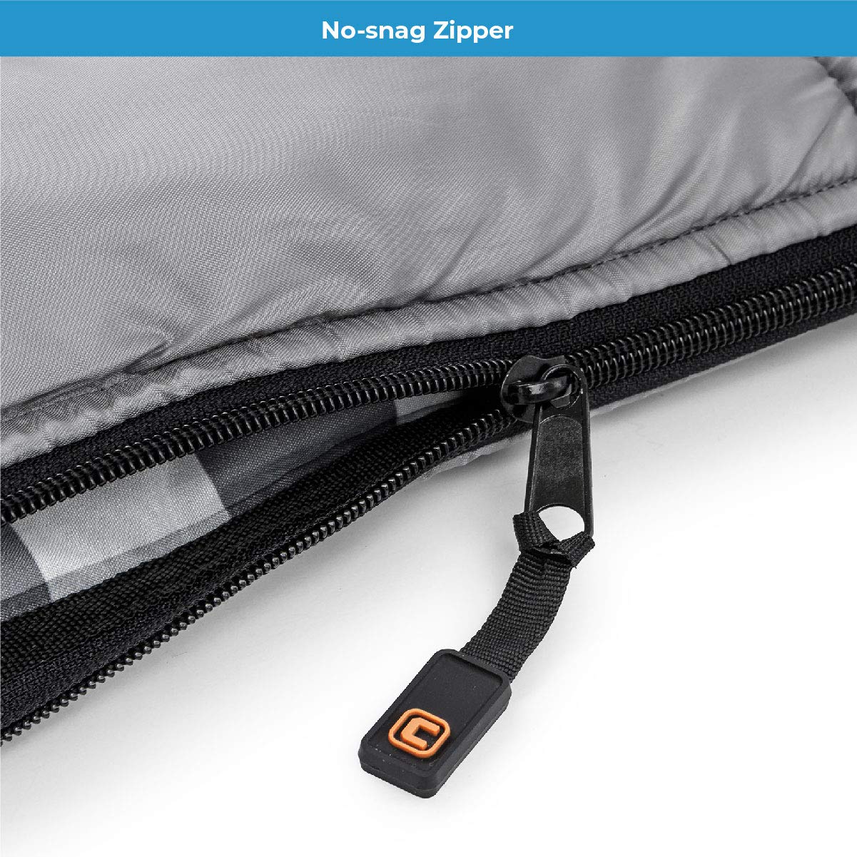 Core 40 Degree Double Sleeping Bag for Backpacking, Camping, or Hiking - Fits Queen Size Air Bed for Adult, Teens, and Kids, Gray (40110)