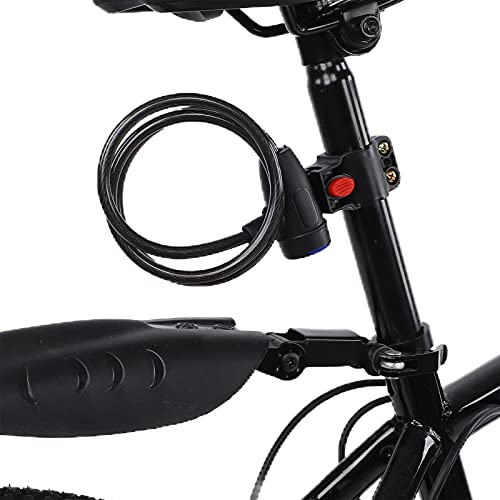 Dilwe Bicycle Lock, Steel Wire and Plastic Bicycle Mountain Bike Lock with Keys Mounting Bracket Anti Theft Ring Lock