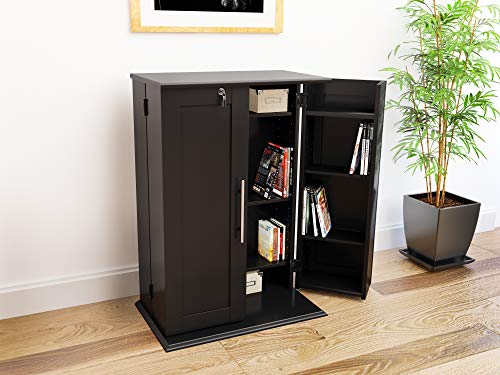 Prepac Locking Media Storage Cabinet with Shaker Doors Storage Cabinet, Black