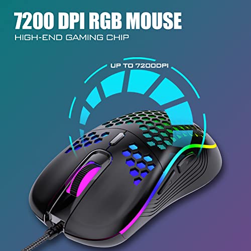 RedThunder 60% Gaming Keyboard and Mouse Combo, Ultra-Compact 61 Keys RGB Backlit Mini Keyboard, Lightweight 7200 DPI Honeycomb Optical, Wired Gaming Set for PC MAC PS5 Xbox Gamer(Black)