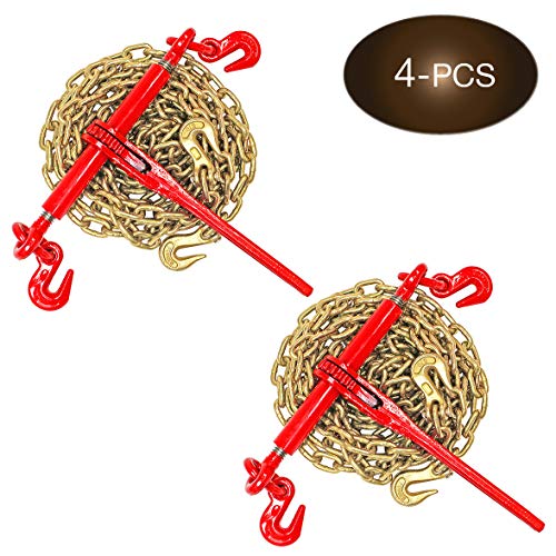 DC Cargo Mall 1/2” Grade 70 Chain and Load Binder Kit | Includes (2) Ratchet Binders and (2) Transport Chains | 11,300 lbs. Safe Working Load