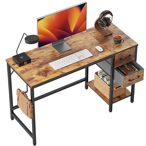 CubiCubi Computer Home Office Desk with 2 Drawers, 40 Inch Small Desk Study Writing Table, Modern Simple PC Desk, Black