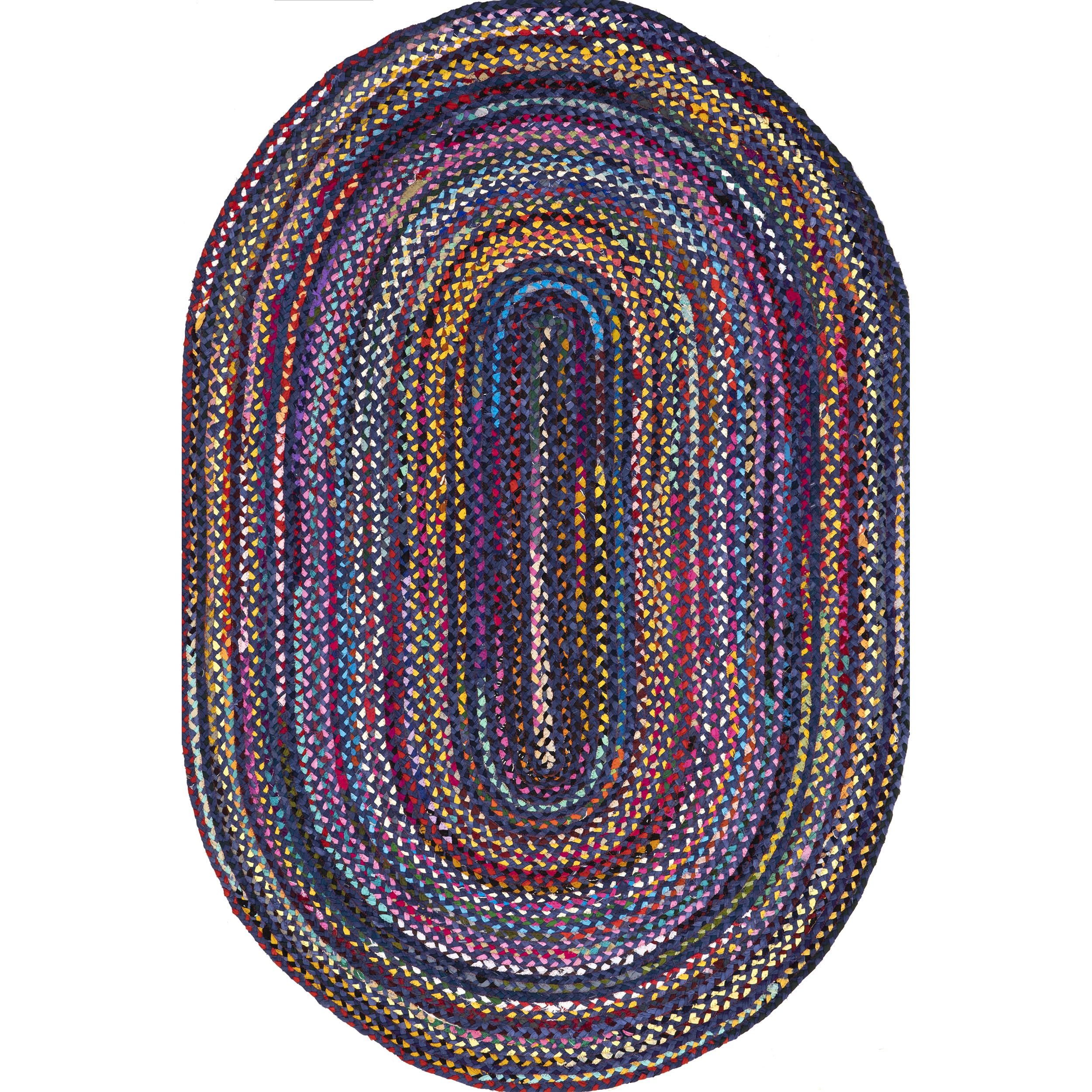 nuLOOM Tammara Bohemian Hand Braided Area Rug, Oval 5x8, Blue
