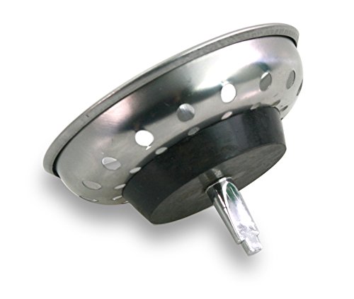 Highcraft 97333 Kitchen Sink Basket Strainer Replacement for Standard Drains (3.25 Inch) Chrome Plated Stainless Steel Body With Rubber Stopper, 3.25"
