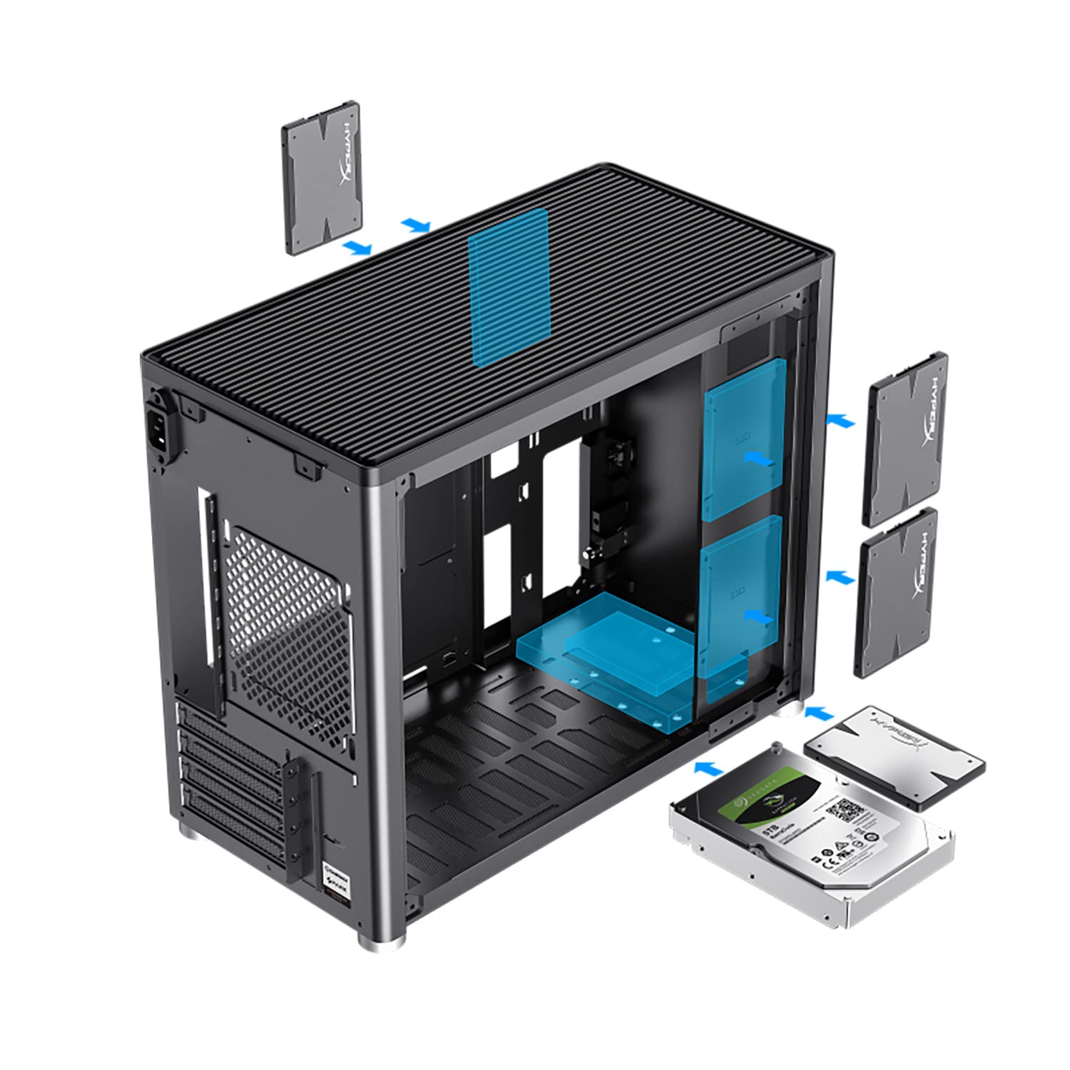 GAMEMAX Micro-ATX Tower Computer Case with Removable Dust-Proof Filter, Dual Tempered Glass Side Panels, PC Gaming Chassis (Spark-Grey)