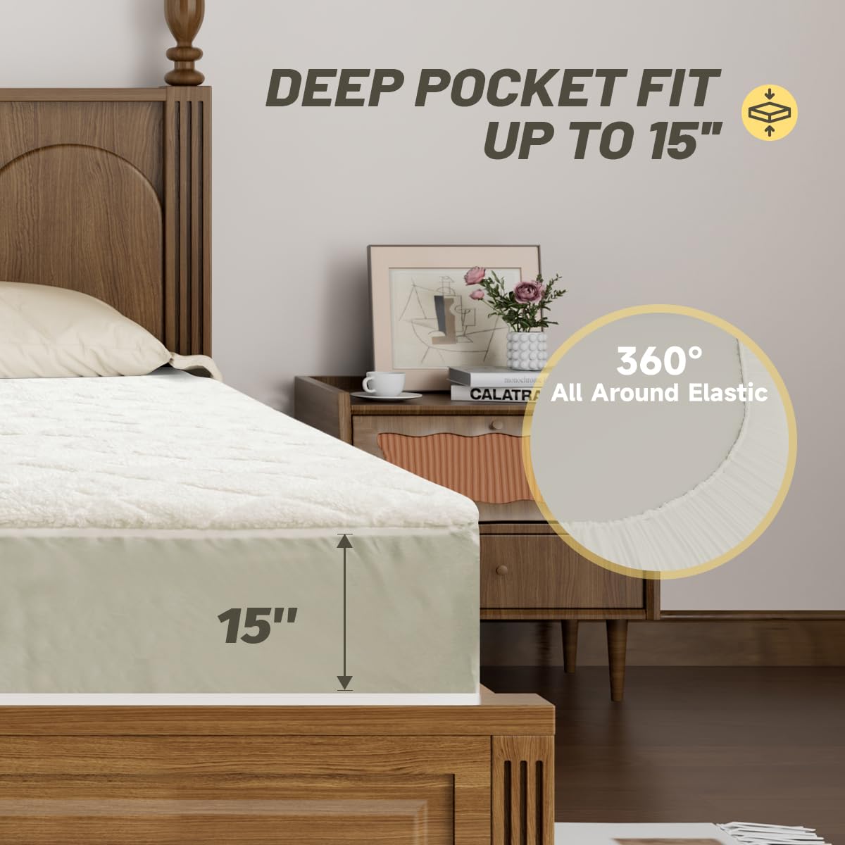 Heated Mattress Pad Queen Size Dual Control- Bed Warmer Electric Mattress Cover with 4 Heat Settings& 10 Hour Auto Off,60ββx80ββ-Fit Up to 15 Inch,ETL Certified,Machine Washable