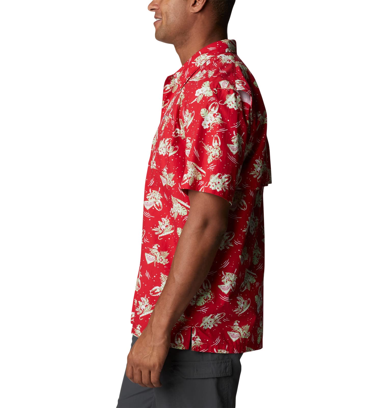 Columbia Men's Trollers Best Short Sleeve Shirt, Red Spark Lite Me Up Print, X-Large