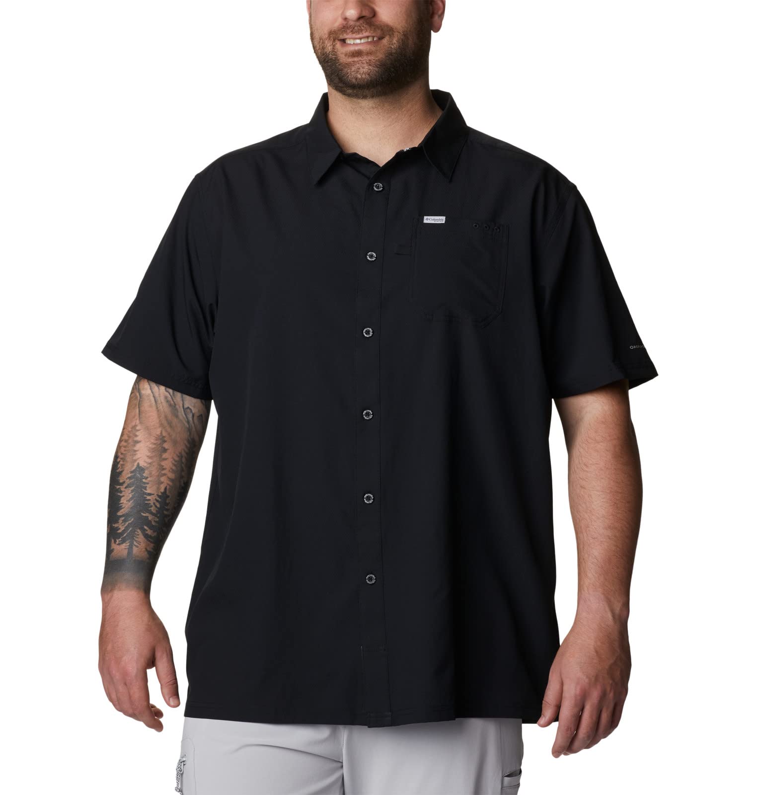 Columbia Men's Standard Slack Tide Camp Shirt, Black, Small