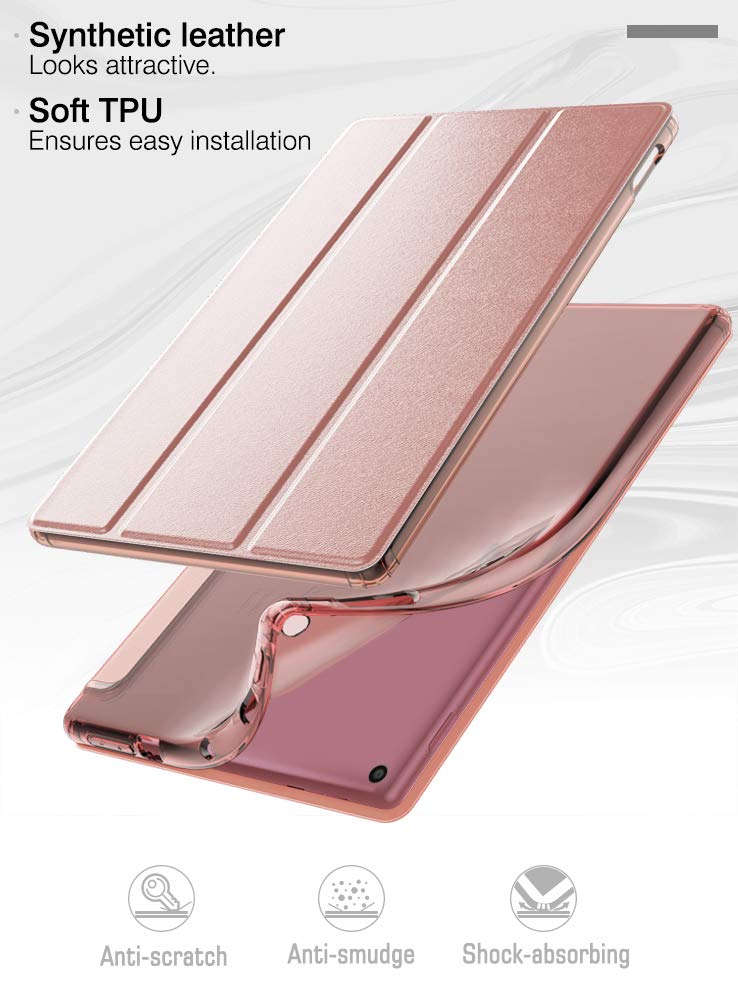 Dadanism All-New Fire HD 10 Tablet Case(9th Generation - 2019 Release) / (7th Generation - 2017 Release), [Flexible TPU Translucent Back Shell] for Fire HD 10.1 Inch Cover - Rose Gold