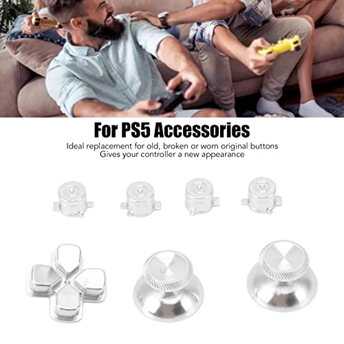 Game Controller Buttons Replacement Kit, Practical Concave and Convex Design D Pad Replacements Kits Comfortable Reduce Thumb Fatigue for Game Controller (Silver)