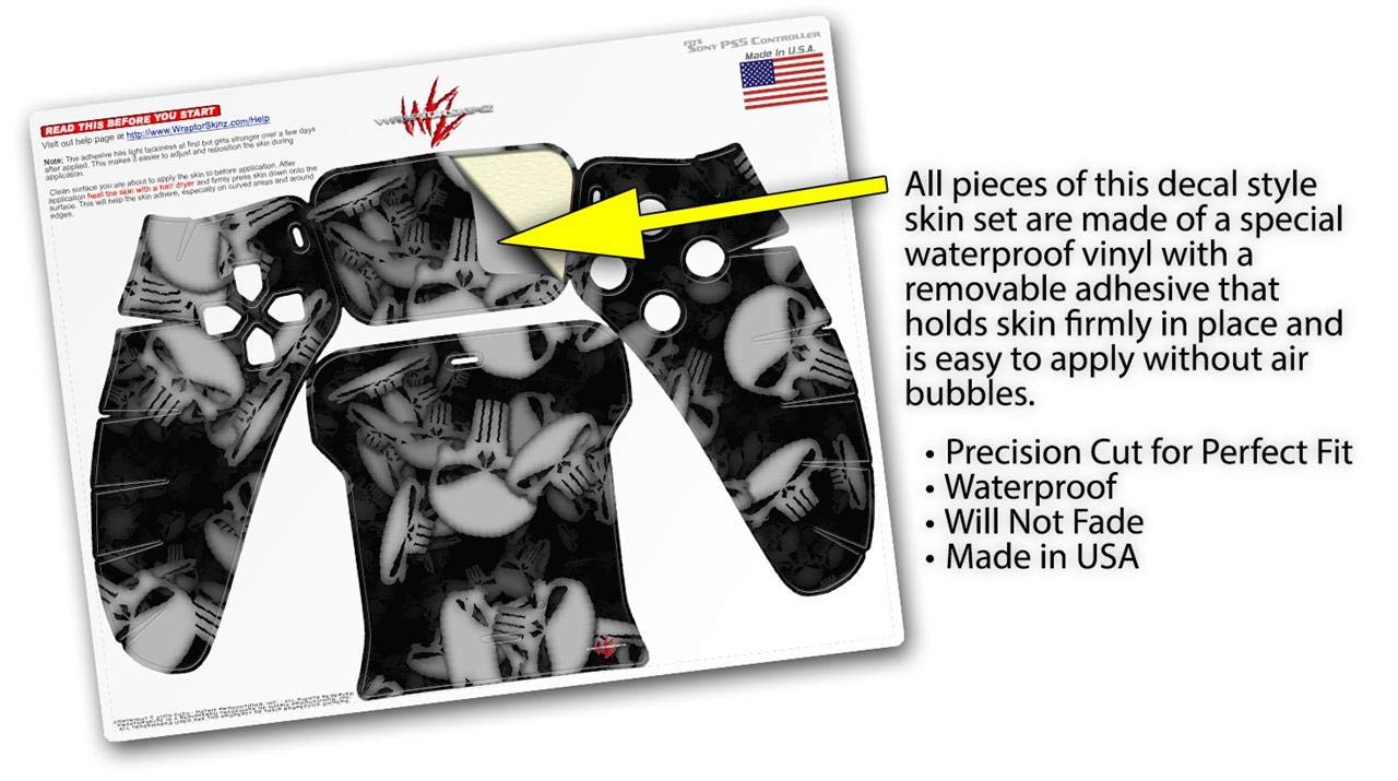 WraptorSkinz Skin Wrap compatible with Sony PS5 DualSense Controller Skulls Confetti White (CONTROLLER NOT INCLUDED)