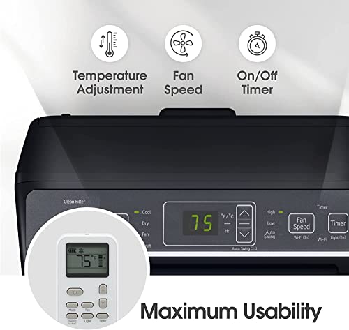 LG 10000 BTU Portable Air Conditioners [2023 New] Wheels for Easy Install LCD Display Remote Control Wifi AppCools 450 Sq.Ft 3-in-1 function Timer air conditioner AC Unit Home Room Black LP1023BSSM